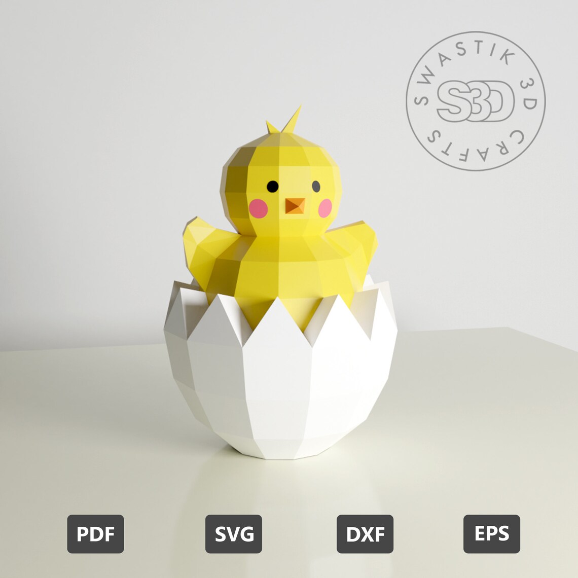 PDF Template of Chick in Egg / Baby Chick in Egg Papercraft - Etsy