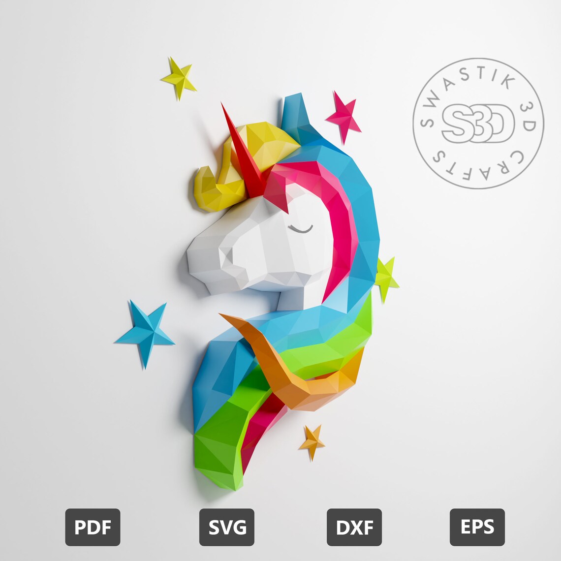 Unicorn Paper Craft PDF Template Lowpoly Unicorn Model - Etsy UK