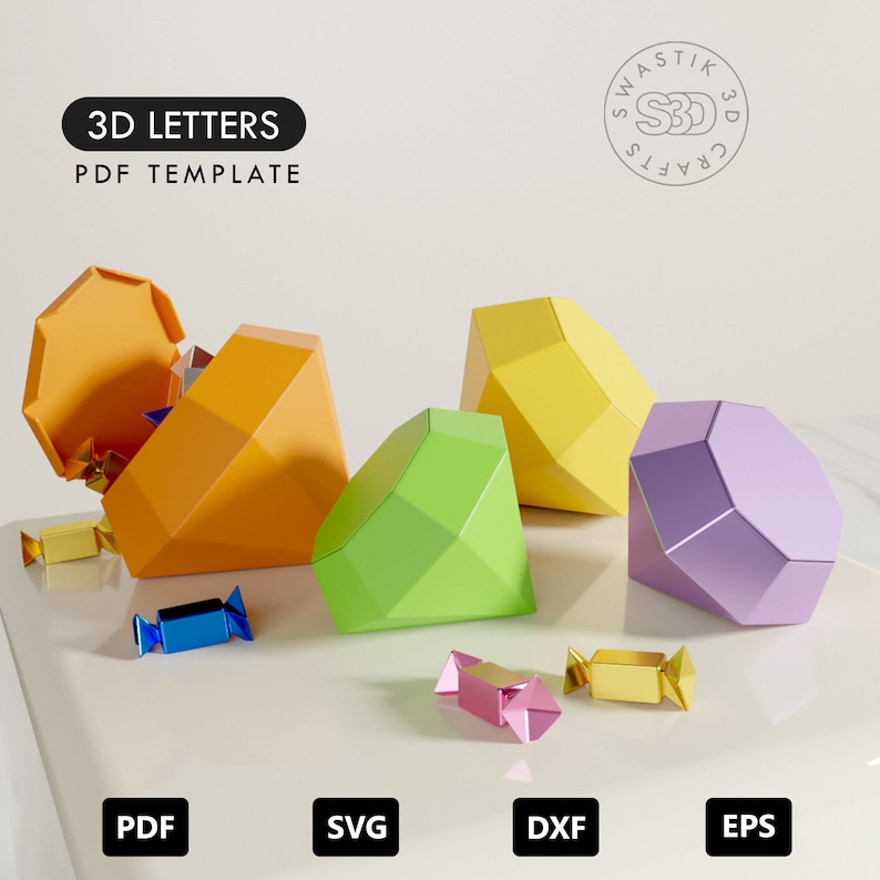 3D Diamond Gift Box Paper Craft Template Diamond Gift Box - Etsy