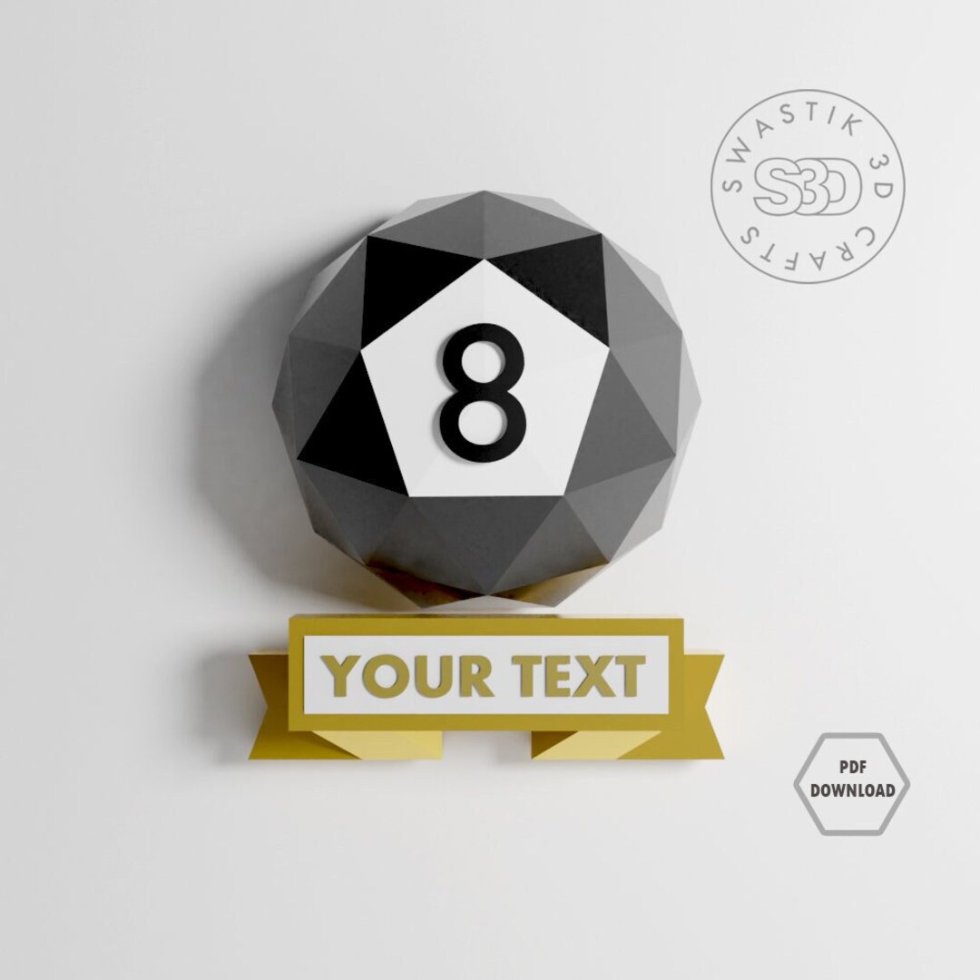 8 Ball Pool Papercraft: Lowpoly Snooker 3D Template (PDF) - Etsy