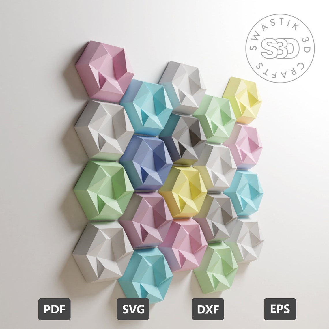 3D Wall Tile Papercraft / Lowpoly Wall Tile / 3D Wall Hexagon - Etsy