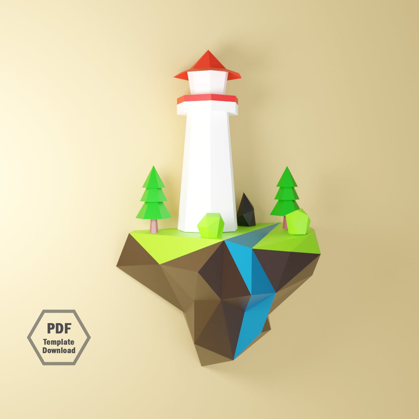 Island Papercraft / Paper Craft / 3D Papercraft /3D Lighthouse - Etsy