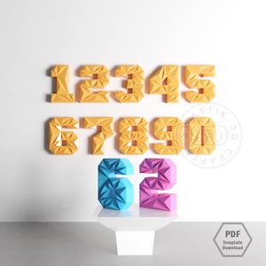PDF Template of 3D Numbers Papercraft / Lowpoly Numbers/ Numbers ...