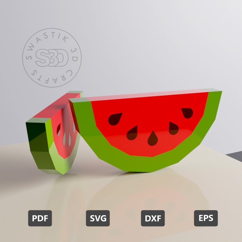 PDF Template of Watermelon Fruit / Lowpoly Watermelon / | Etsy