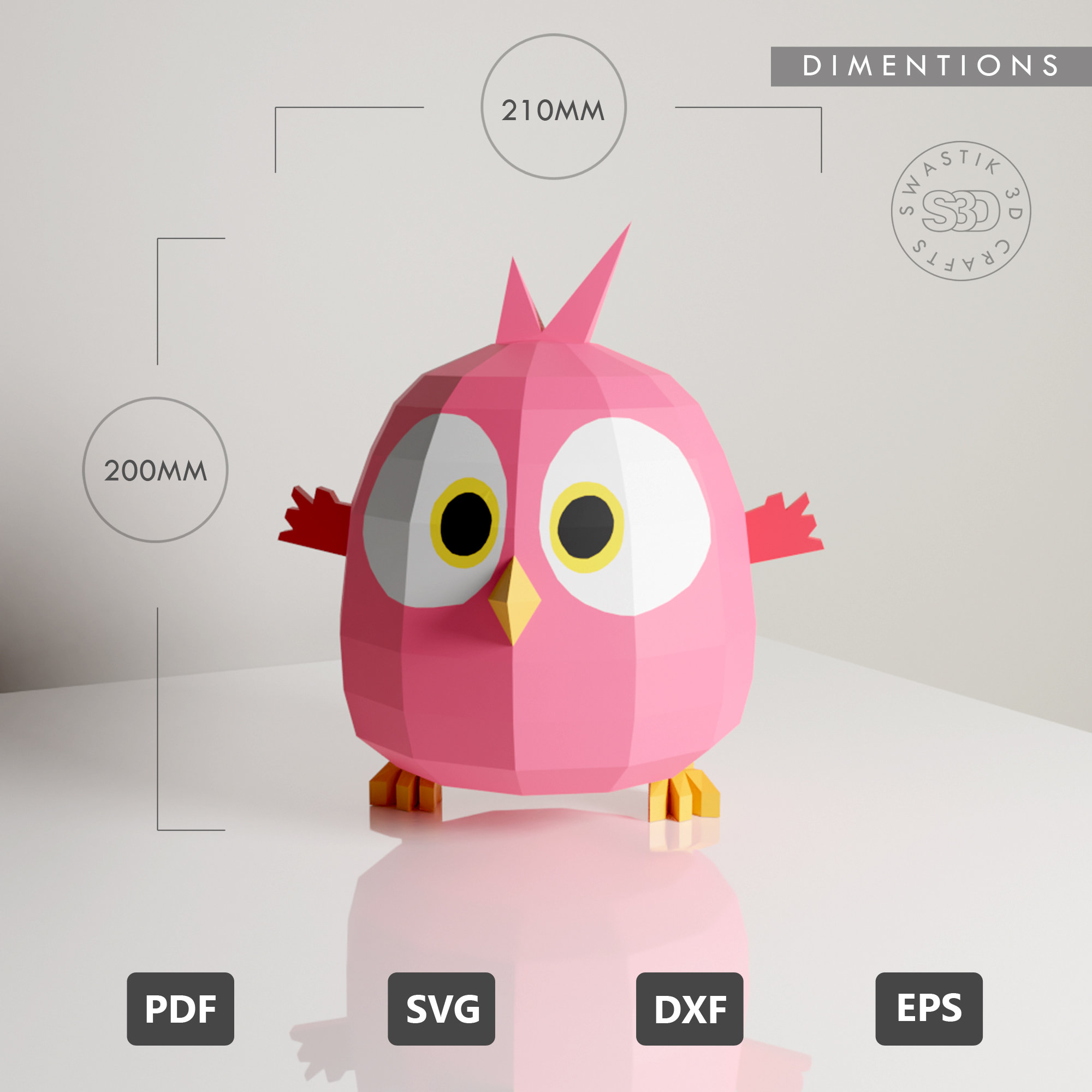 PDF Template of Baby Bird on Moon / Hatchling / Papercraft / - Etsy