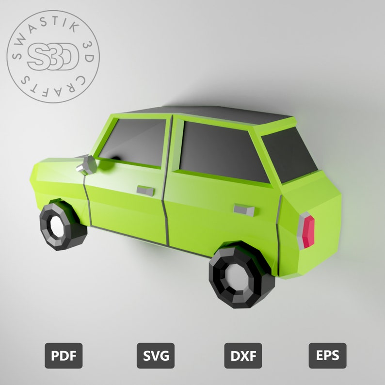 3D Car Papercraft Template, Mr. B's Car (svg, Eps, Dxf, Pdf Files ...