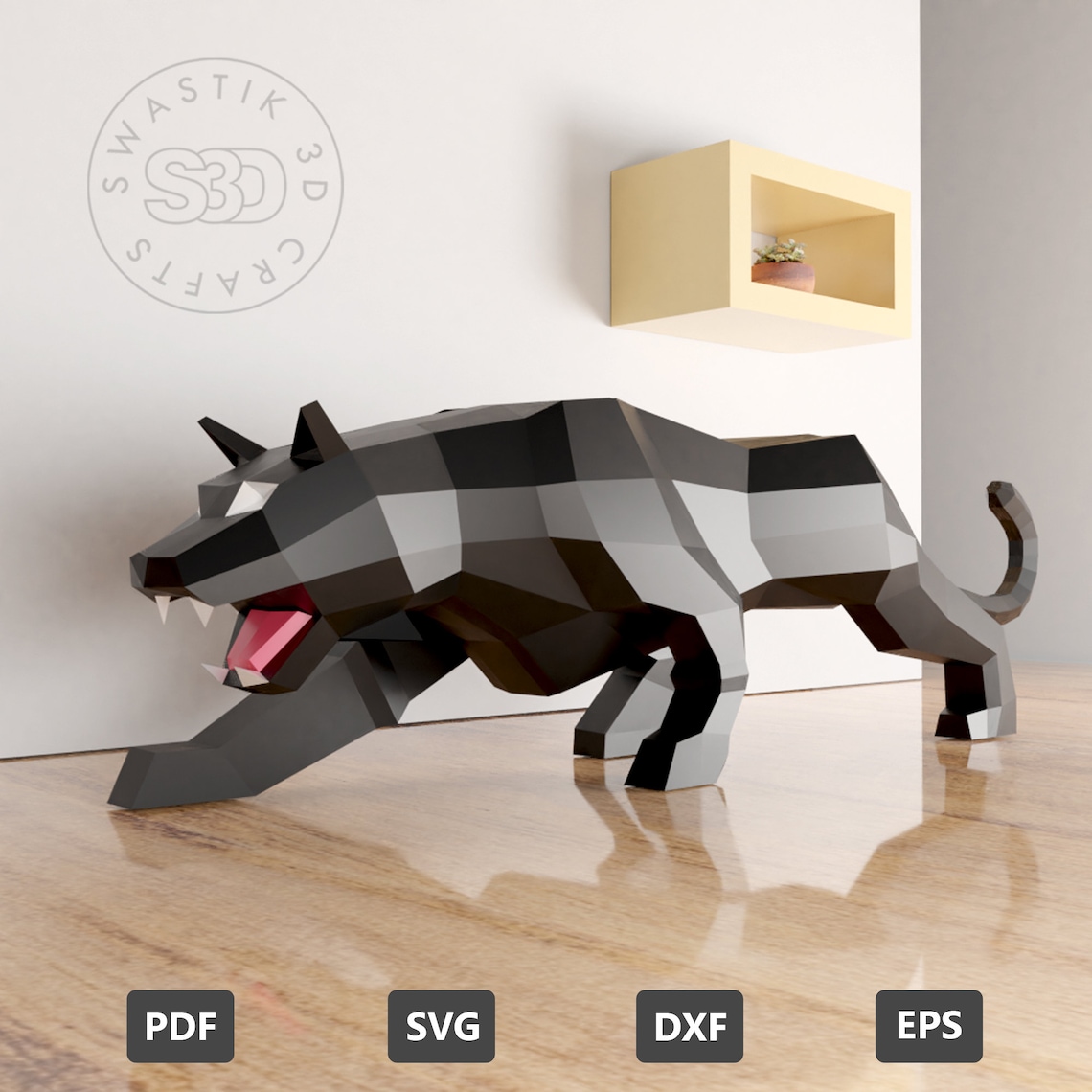 PDF Template of Panther Paper Craft Lowpoly Panther Paper | Etsy