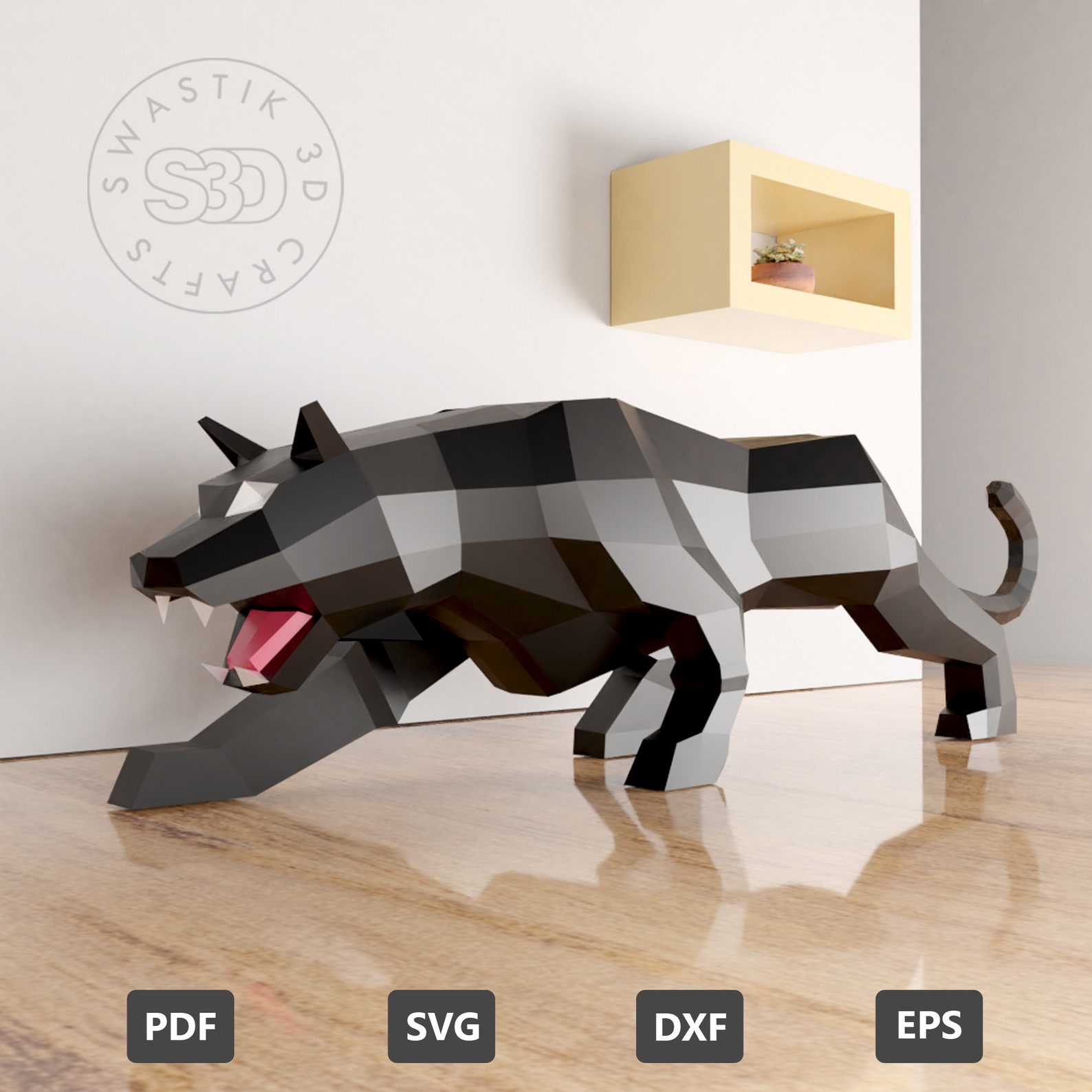 PDF Template of Panther Paper Craft Lowpoly Panther Paper - Etsy