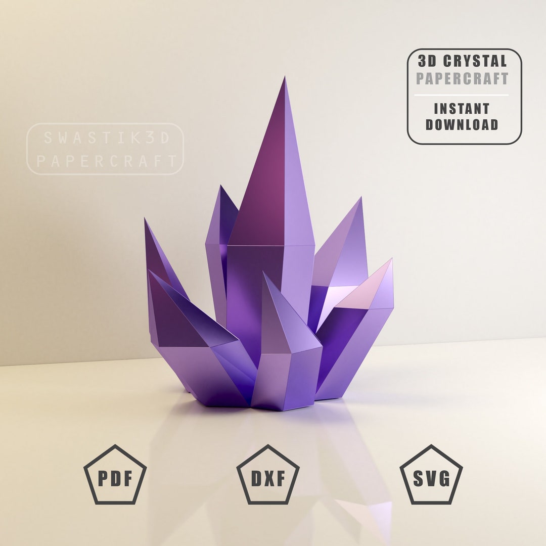 Papercraft 3D Crystals / PDF Template of 3D Papercraft Crystal ...