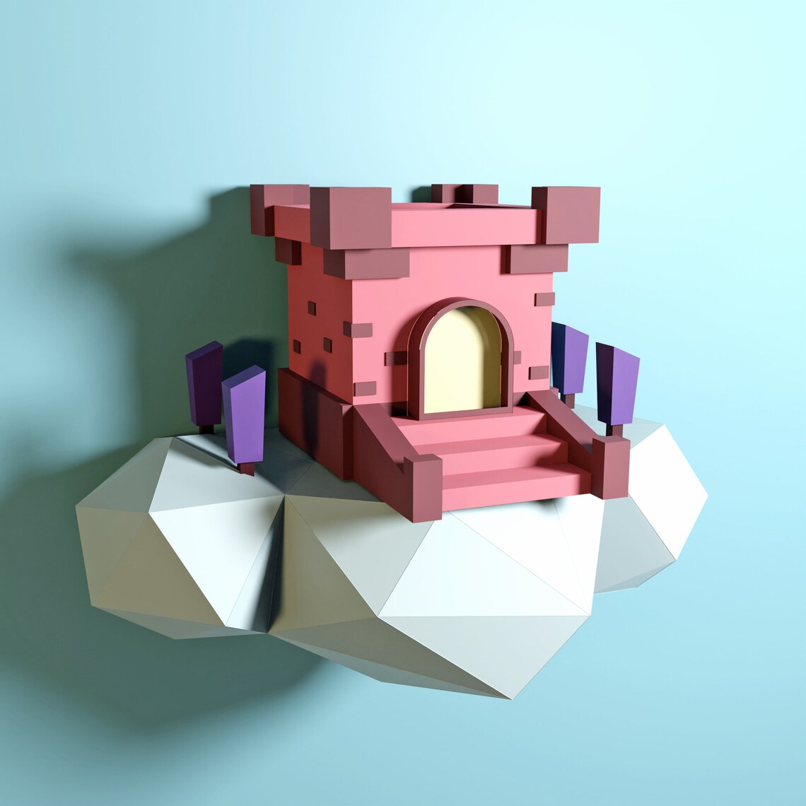 Castle on Cloud Papercraft: Lowpoly 3D Template (PDF) - Etsy Canada