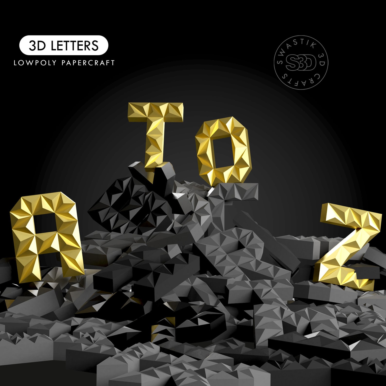 3D Alphabet Papercraft Template, Lowpoly Letters A-Z (PDF, SVG) - Etsy ...