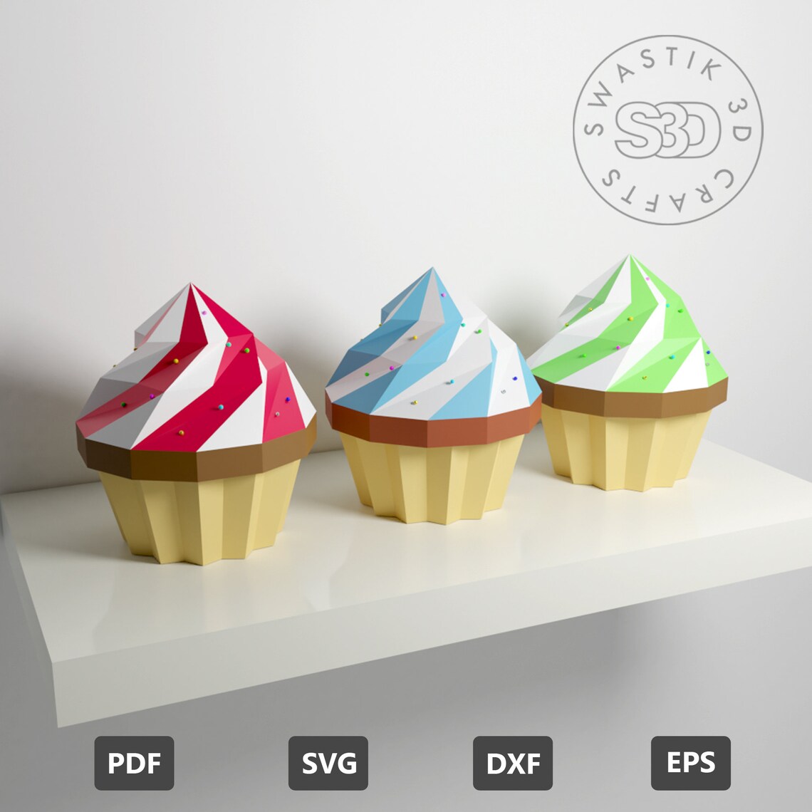 Cupcake Gift Box Papercraft 3D Papercraft Favor Box - Etsy