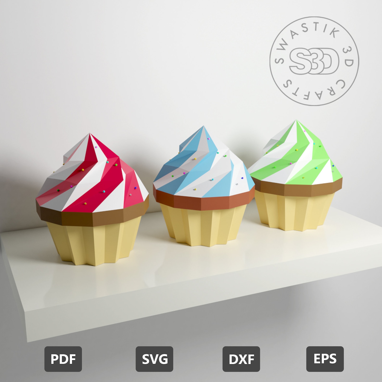 Cupcake Gift Box Papercraft 3D Papercraft Favor Box - Etsy