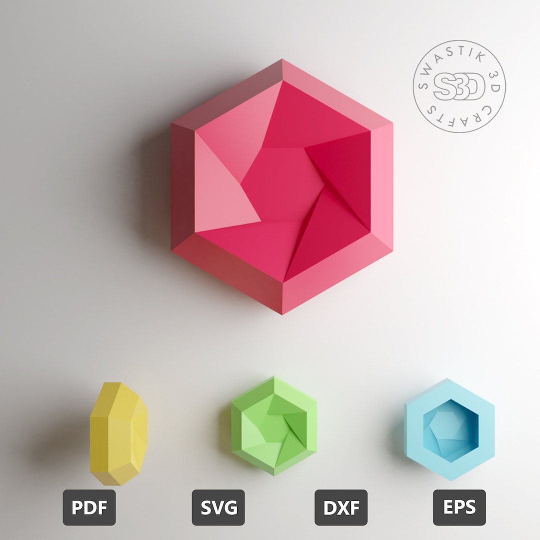 3D Papercraft Wall Tile Hexa 2, Lowpoly Hexagonal Paper Wall Tile ...