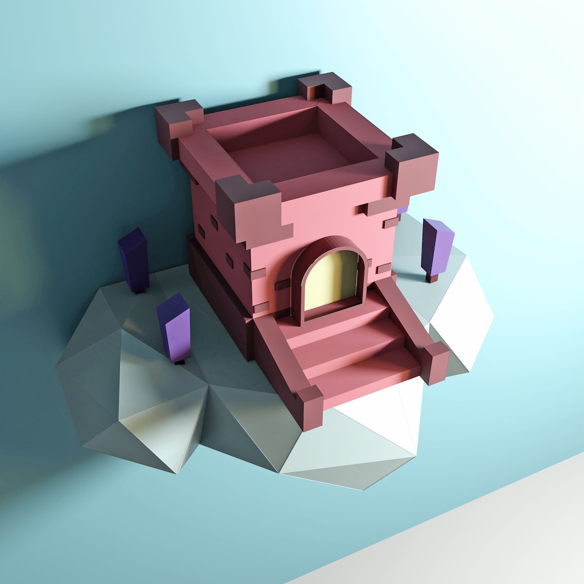 Castle on Cloud Papercraft: Lowpoly 3D Template (PDF) - Etsy Canada