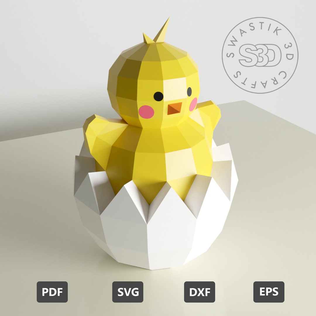 PDF Template of Chick in Egg / Baby Chick in Egg Papercraft Template ...