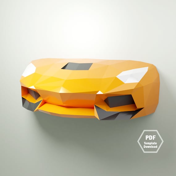 PDF Template of 3D CAR Papercraft Lowpoly Wall Decor DIY | Etsy