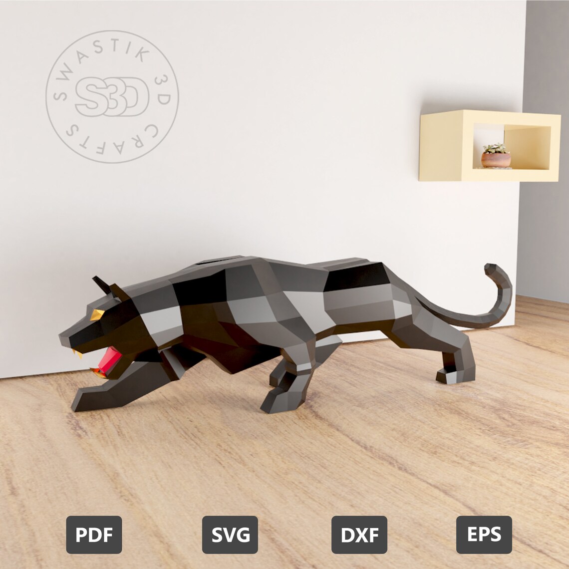 PDF Template of Panther Paper Craft Lowpoly Panther Paper | Etsy