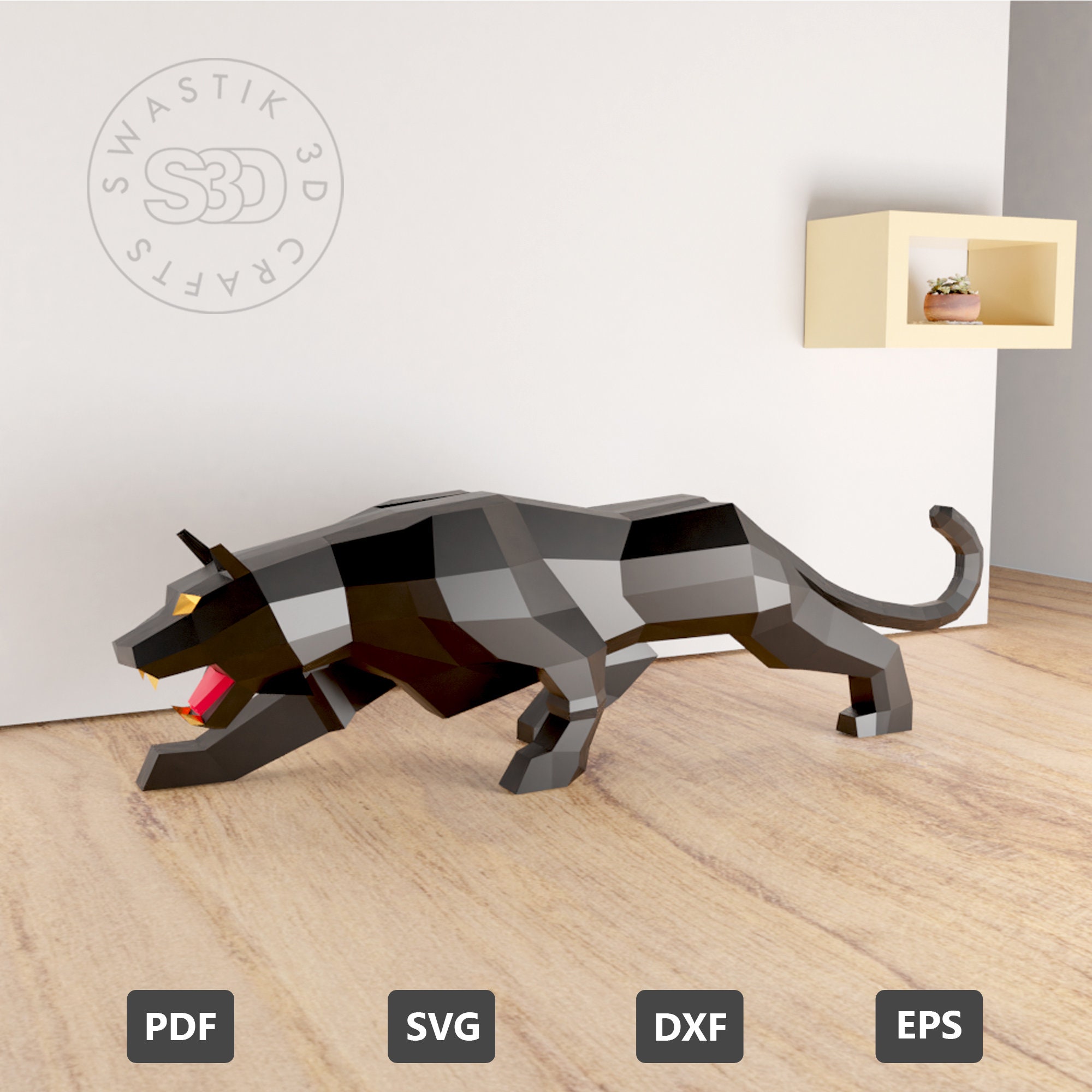 PDF Template of Panther Paper Craft Lowpoly Panther Paper - Etsy