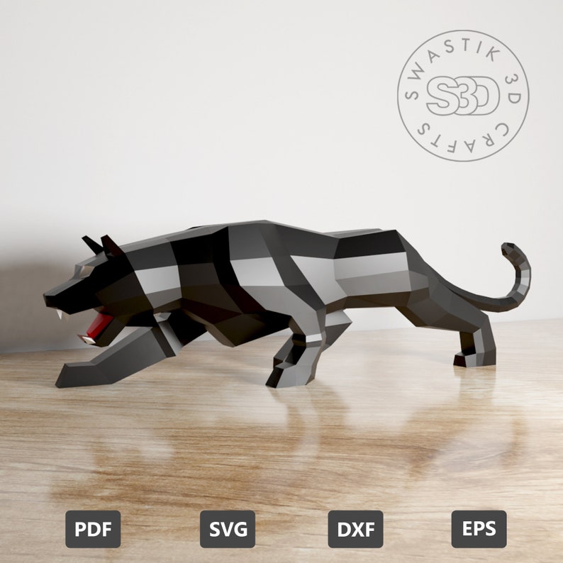 PDF Template of Panther Paper Craft Lowpoly Panther Paper - Etsy