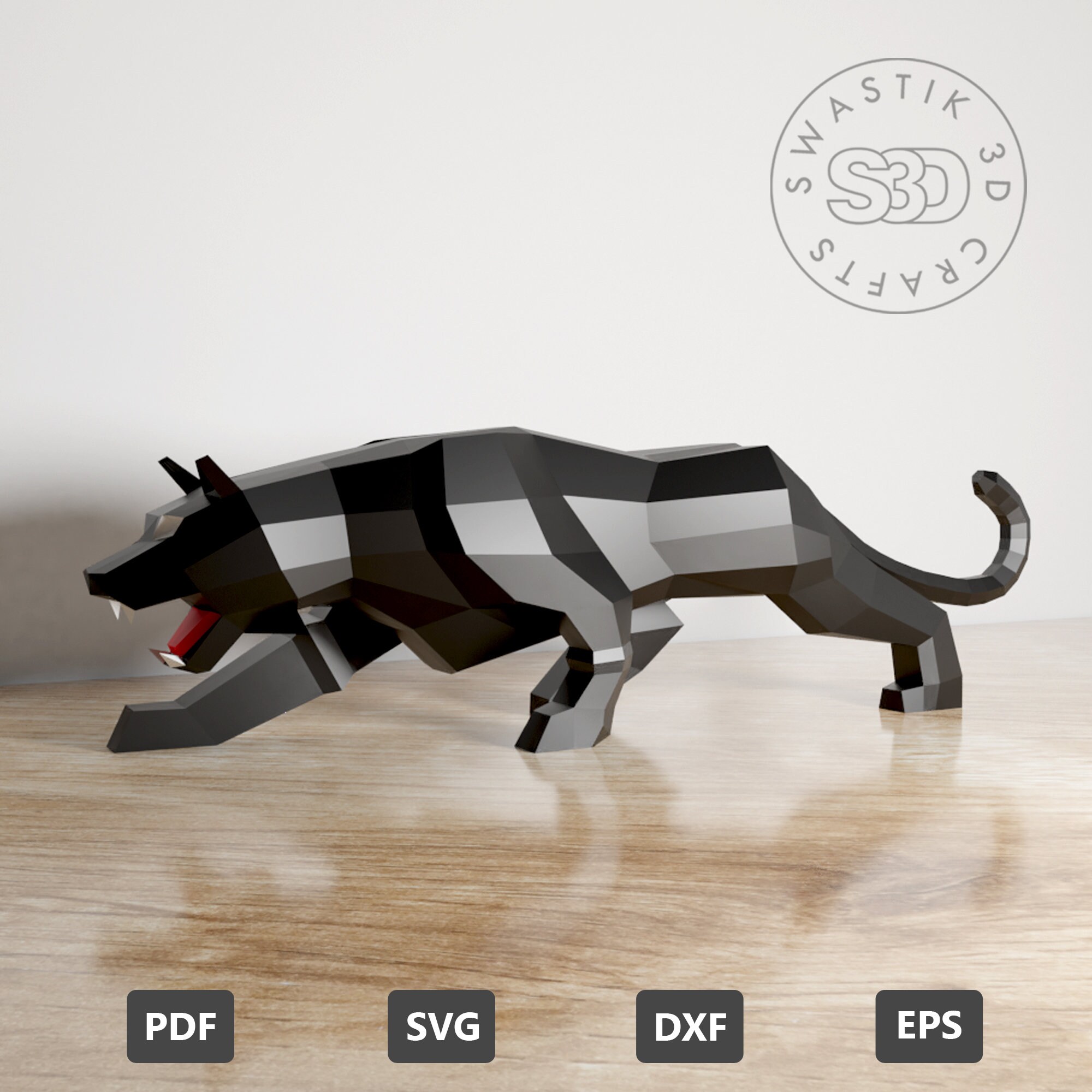 PDF Template of Panther Paper Craft Lowpoly Panther Paper - Etsy