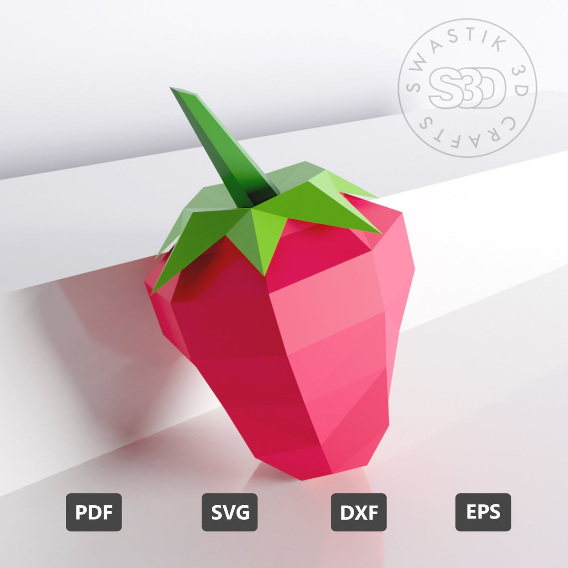 Lowpoly Strawberry Papercraft Template (pdf, Svg, Dxf, Eps) - Etsy