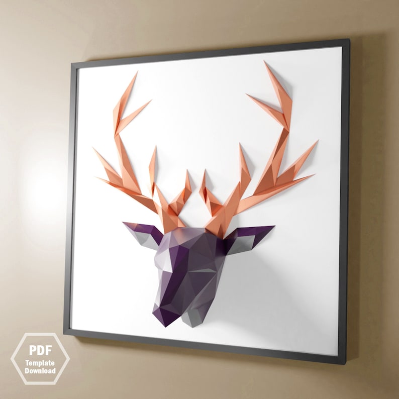 Papercraft 3D Deer/ 3D Papercraft Deer/ Lowpoly Papercraft/ 3D - Etsy ...