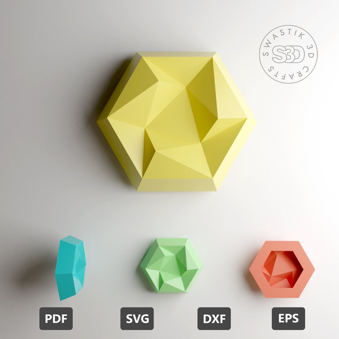 3D Wall Hexagon Tile Papercraft: Lowpoly Mosaic Decor (PDF Template) - Etsy