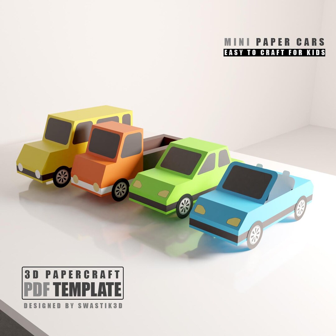 Paper Ride: 3D Car Papercraft Kit for Kids - 4 Models DIY PDF - Etsy