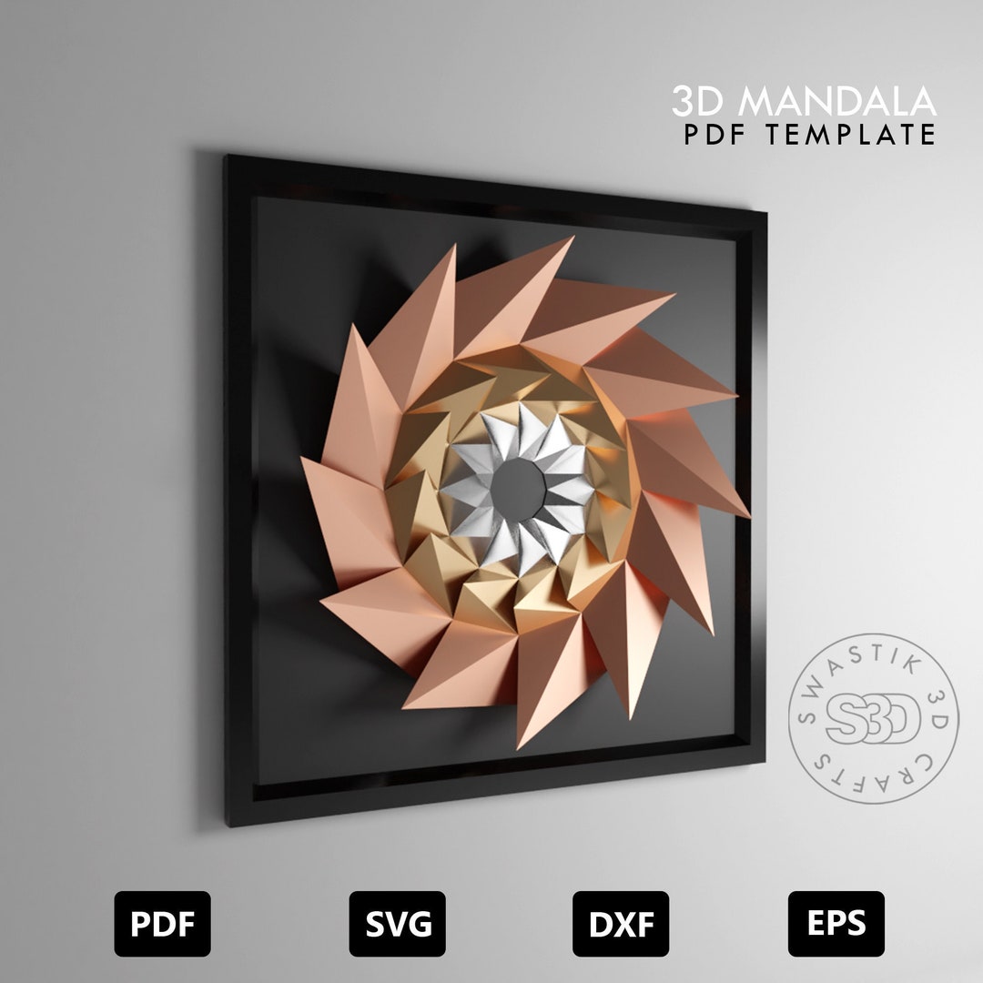 3D Mandala Papercraft Template, Wall Art Design (pdf, Svg, Dxf, Eps) - Etsy