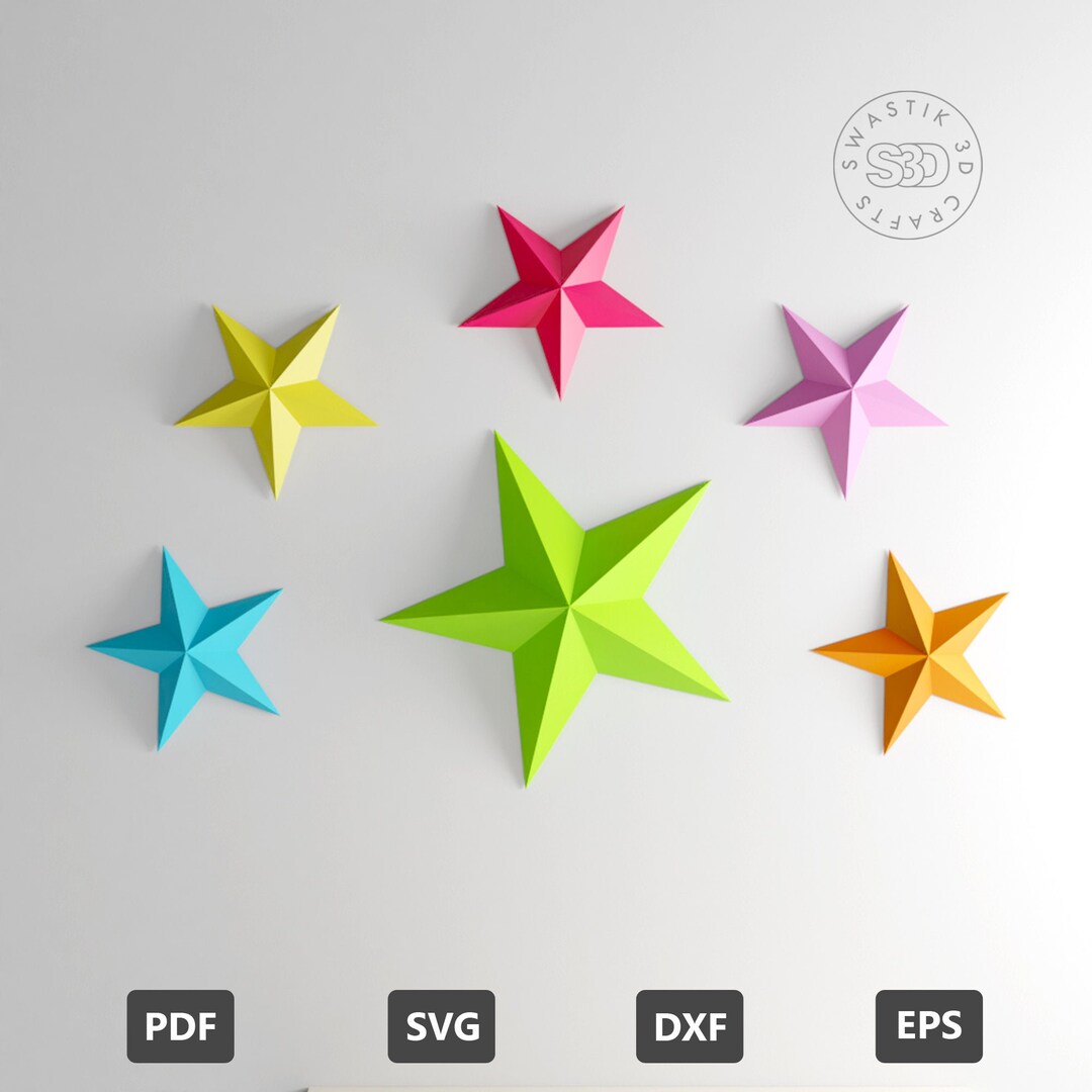 3D Star Papercraft Template, Lowpoly Decor (pdf, Svg, Dxf, Eps) - Etsy ...