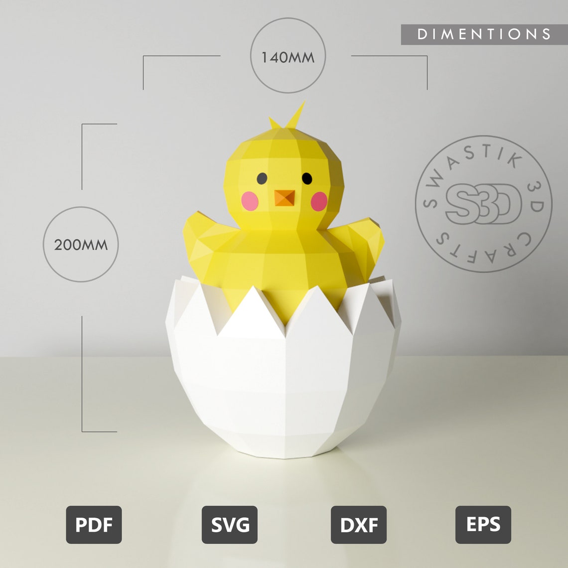 PDF Template of Chick in Egg / Baby Chick in Egg Papercraft - Etsy