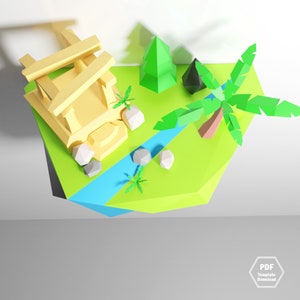 Island Papercraft / Ancient Ruins Papercraft/ PDF Template / Lowpoly ...