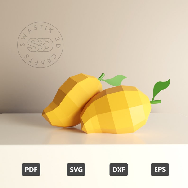 3D Mango Papercraft Template: Lowpoly Fruit Decor (SVG, PDF) - Etsy