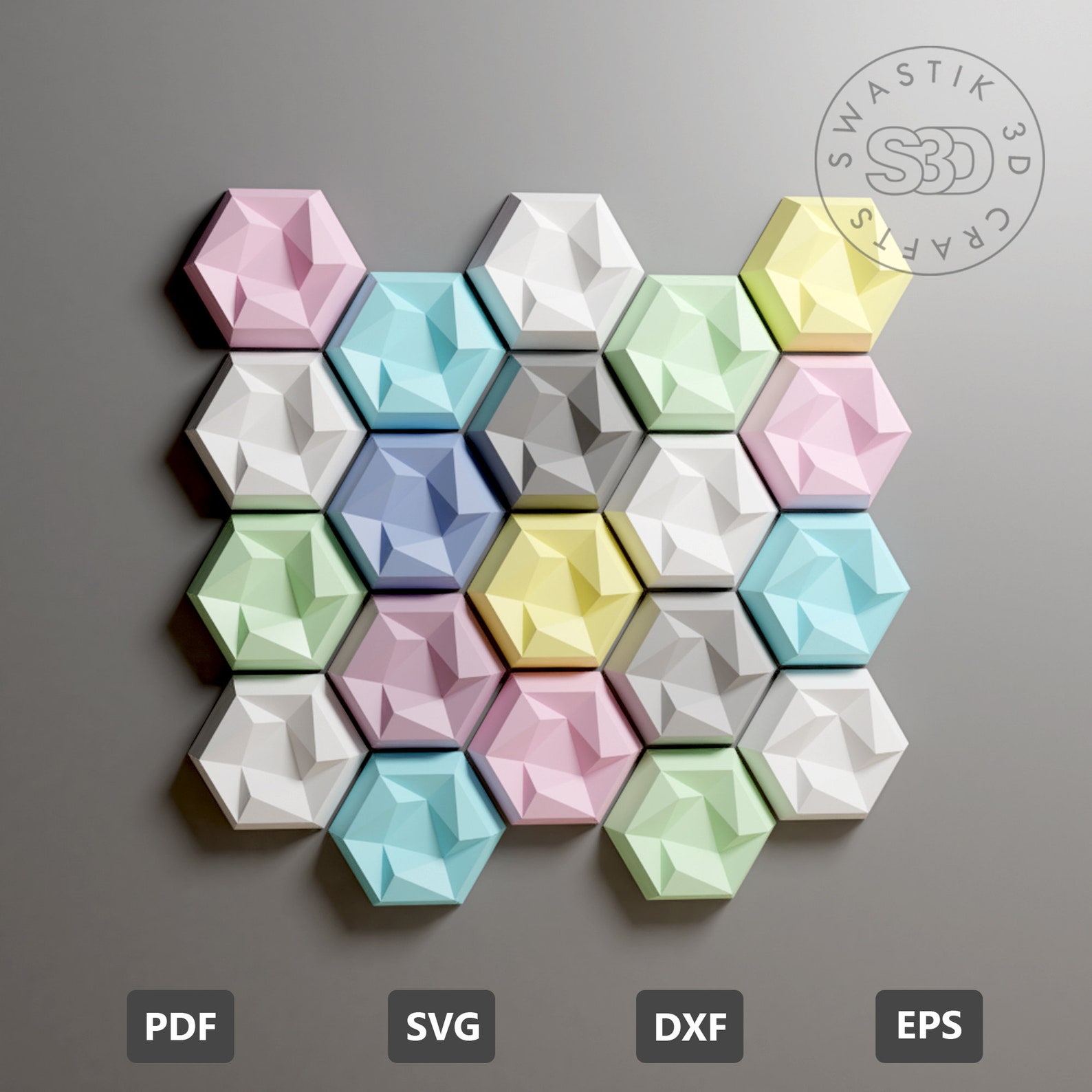 3D Wall Tile Papercraft / Lowpoly Wall Tile / 3D Wall Hexagon - Etsy