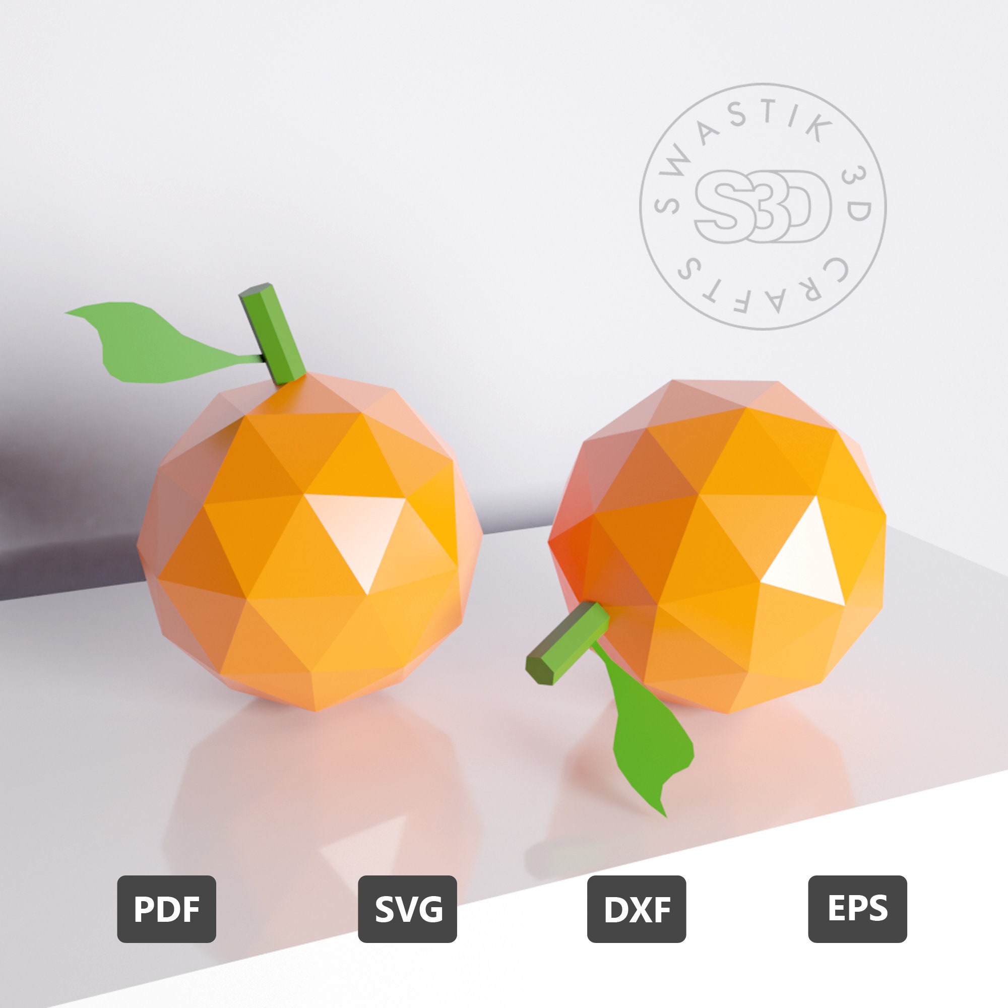 PDF Template of Orange Fruit Papercraft / 3D Fruit Papercraft/ - Etsy