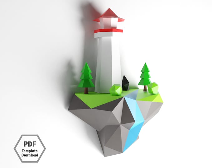 Island Papercraft / Paper Craft / 3D Papercraft /3D Lighthouse Island ...