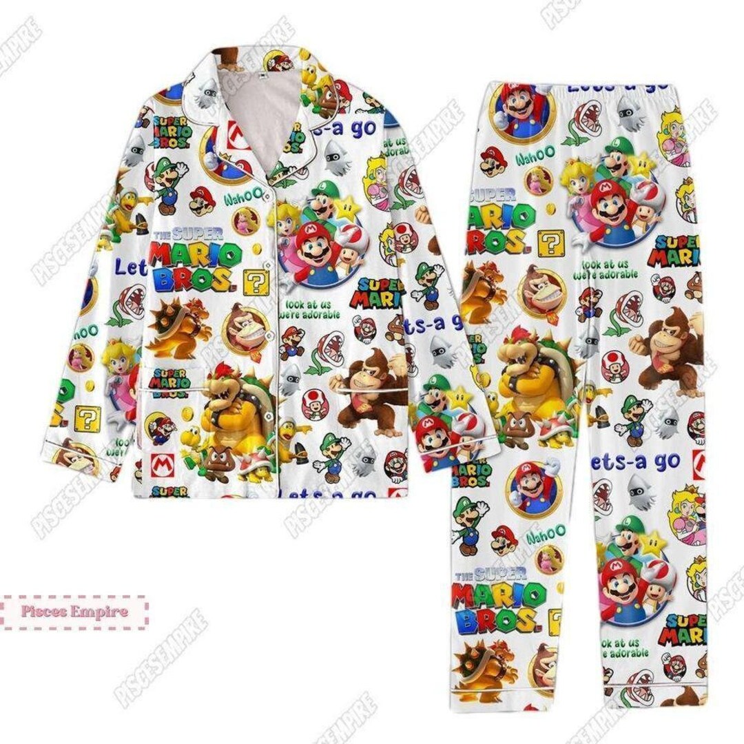 Super Mario Pajamas Set, Mario Bros Pajamas Pants, Princess Peach ...