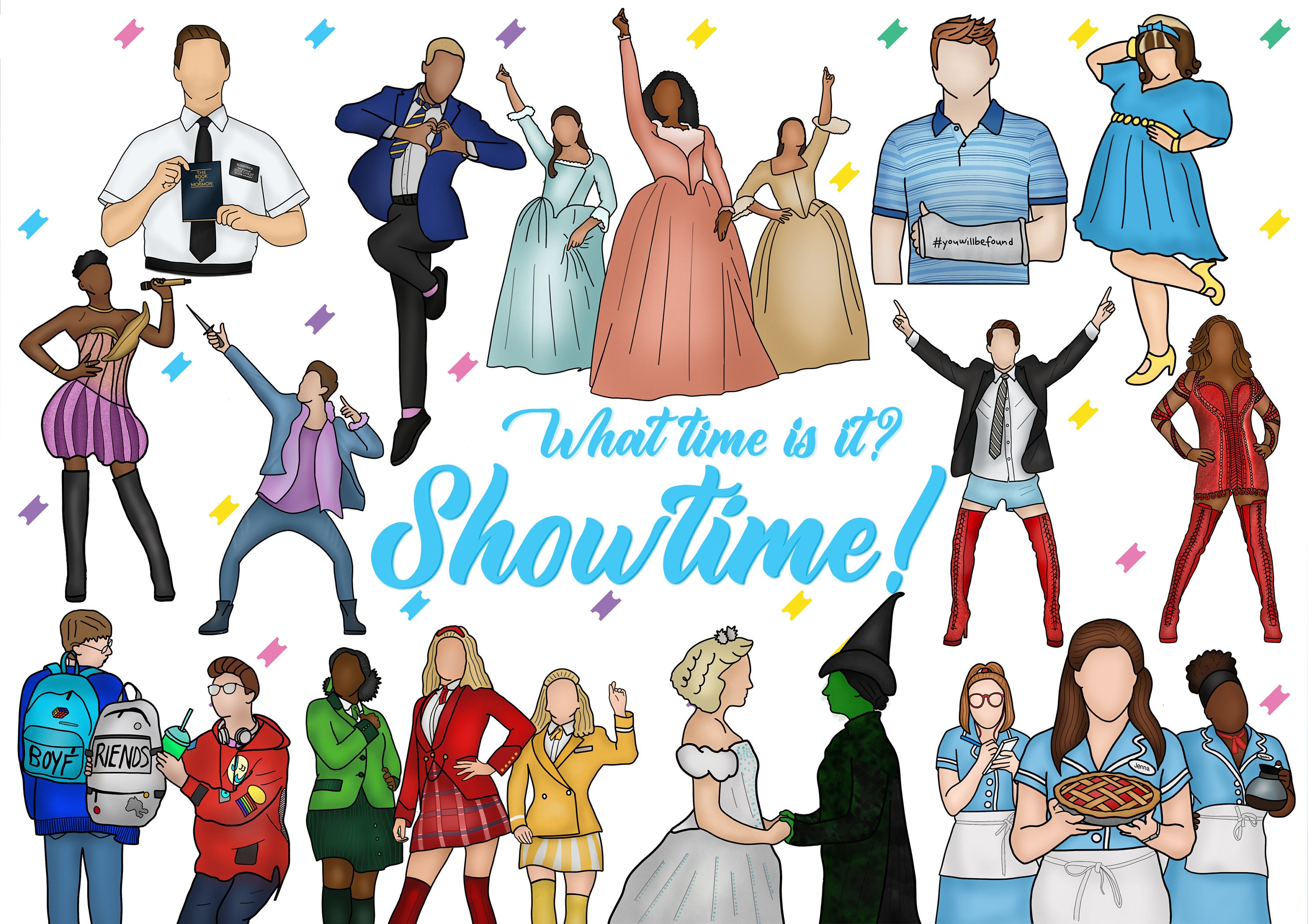 A4 Musical Theatre Print With a Variety of Characters From | Etsy UK