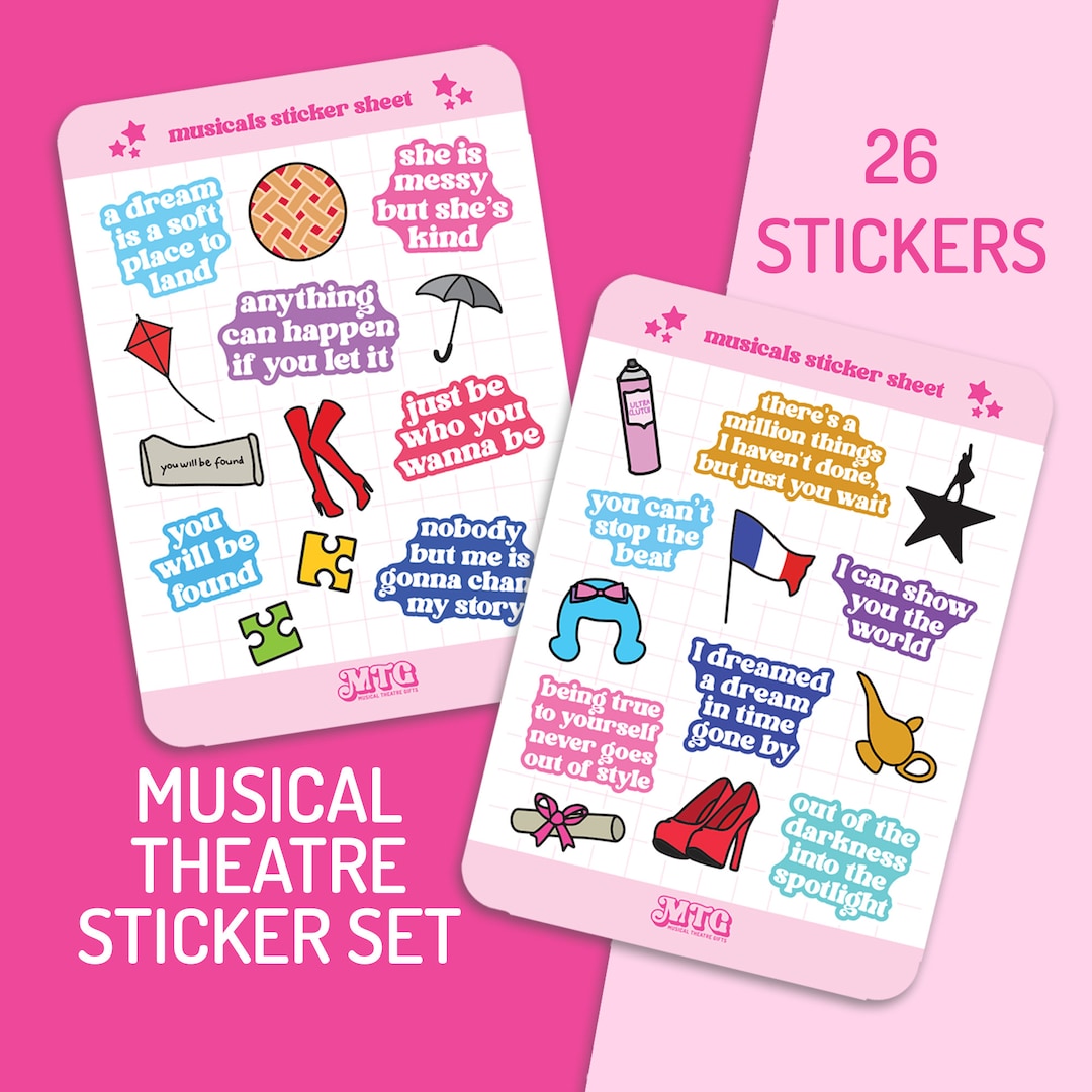 Musical Theatre Sticker Set 26 Stickers Over 2 Sticker Sheets - Etsy