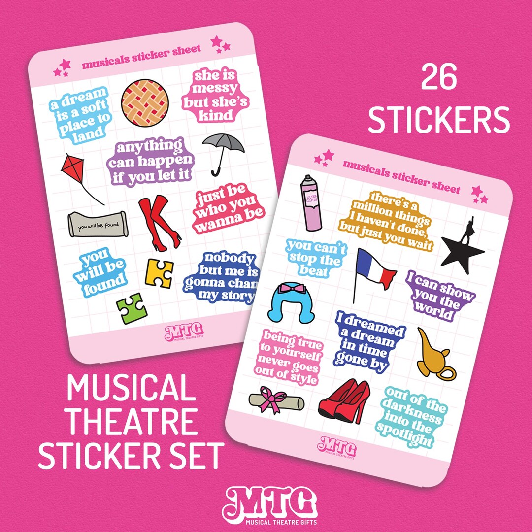 Musical Theatre Sticker Set - 26 Stickers Over 2 Sticker Sheets - Etsy UK