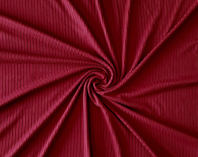 Cranberry Red, Rib Knit Fabric by the Yard, Solid Color Rib Knit Fabric ...
