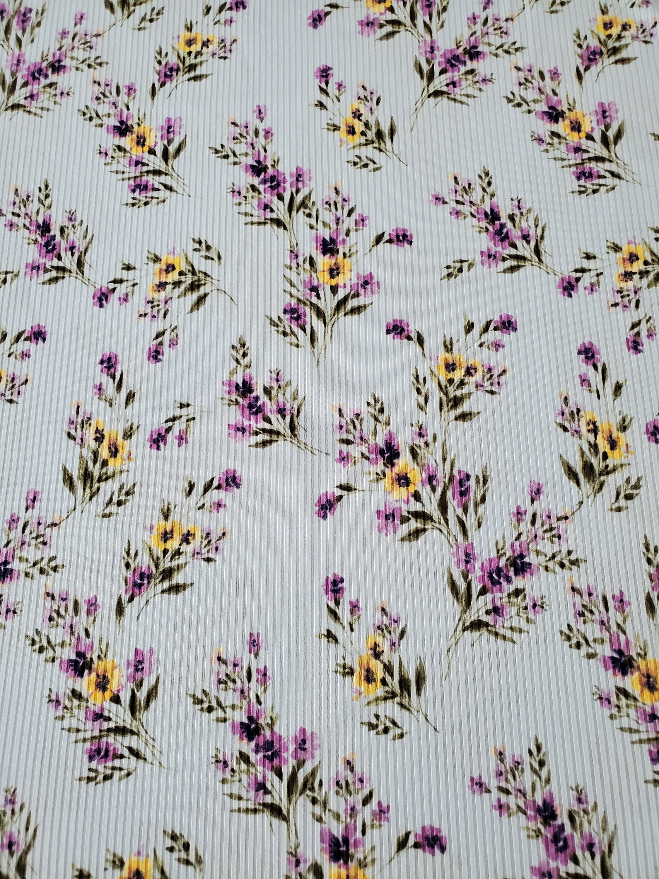 Light Blue/lavender/yellow Rib Knit Fabric by the Yard - Etsy