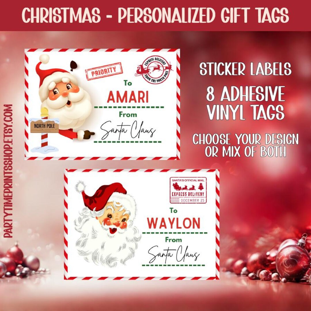 Personalized Santa Gift Stickers, Vinyl Christmas Present Labels - Etsy