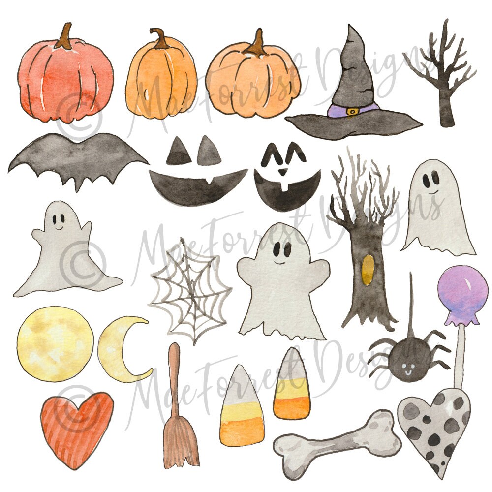 Watercolor Halloween Clipart - Fall Halloween Transparent PNG Graphics ...