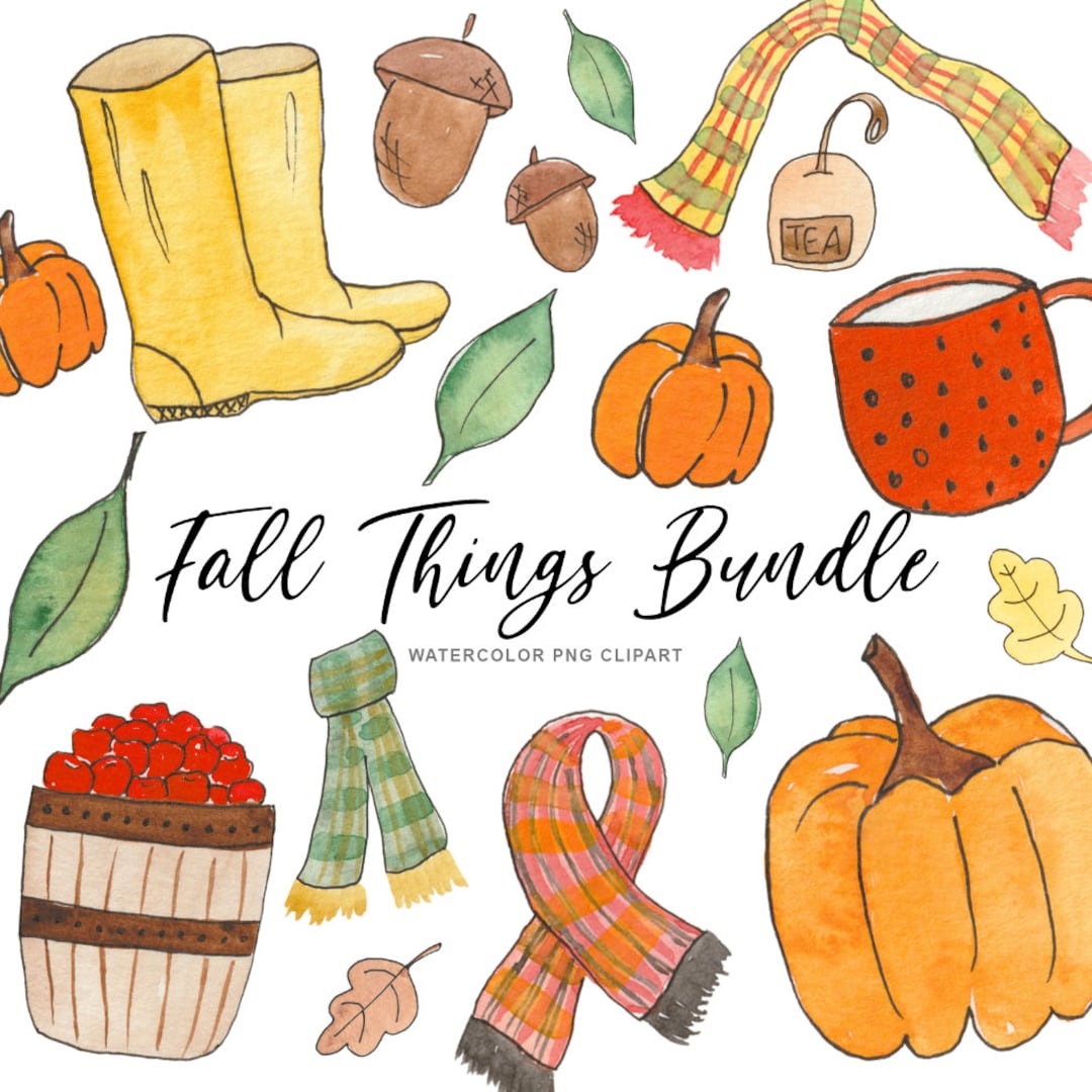 Cozy Fall Watercolor Clipart Bundle - Fall Graphics - Transparent PNG ...
