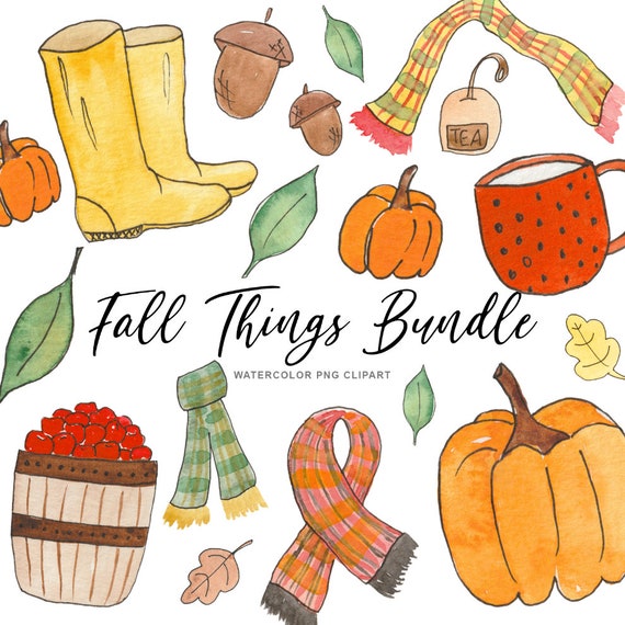 Cozy Fall Watercolor Clipart Bundle Fall Graphics | Etsy