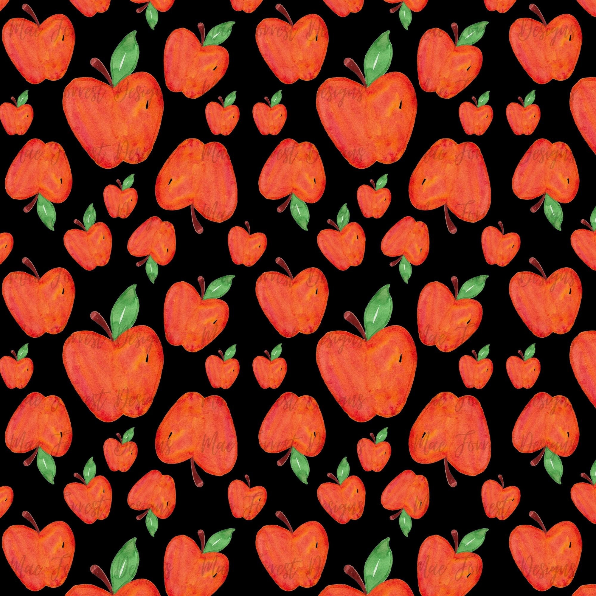 Watercolor School Apple Digital Paper - Back to School Apple Scrapbook ...