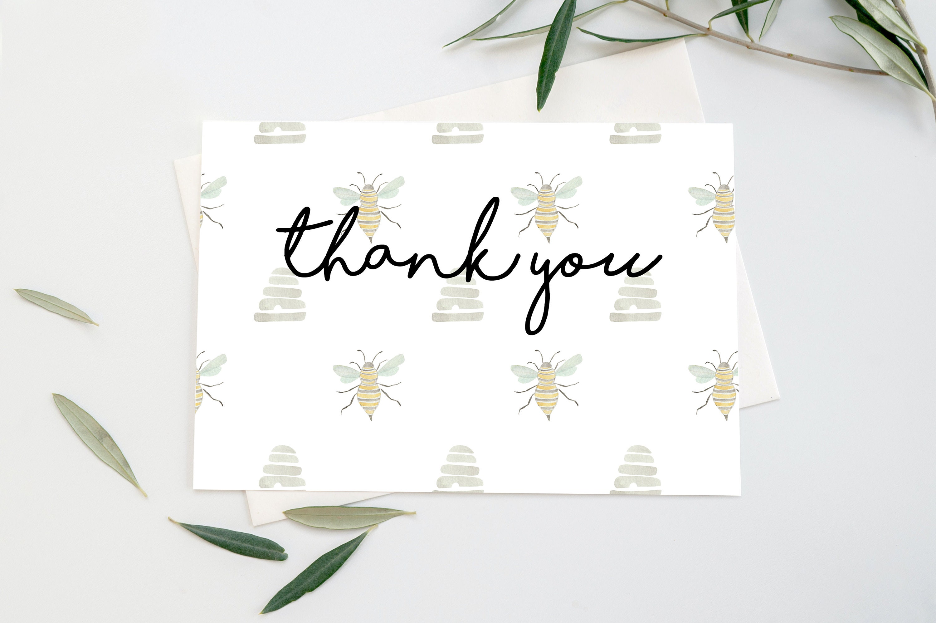 Printable Bee Hive Thank You Card - Digital Thank You Card - Instant ...