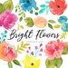 Bright Flowers Watercolor Clip Art Colorful Floral Graphics Personal ...